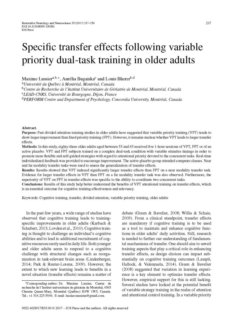 Specific transfer effects following variable priority dual-task ...