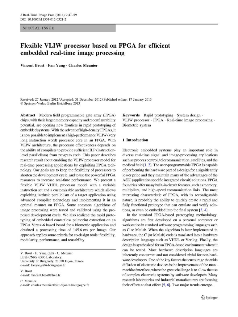 Flexible Vliw Processor Based On Fpga For Efficient Embedded Real Time Image Processing Lead