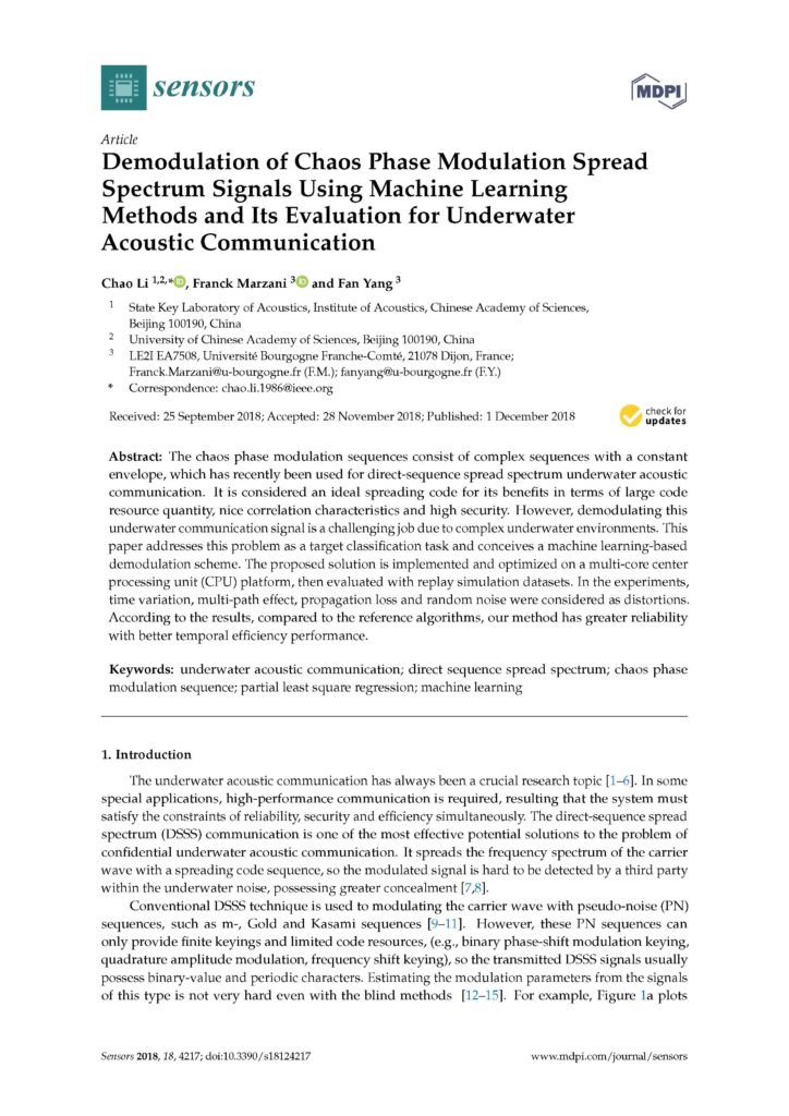 Demodulation of chaos phase modulation spread spectrum signals using machine learning methods ...